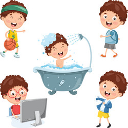 Kids daily routine Royalty Free Vector Image - VectorStock