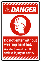 Warning sign do not enter without wearing hard Vector Image