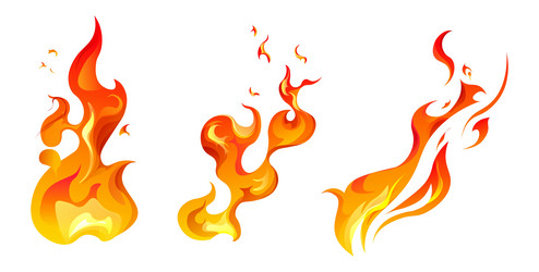 Fire character icons hot flame cute emoji Vector Image