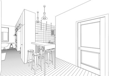 Interior line drawing Royalty Free Vector Image