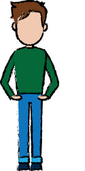 Standing man character male cartoon pose image Vector Image