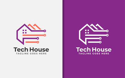 Abstract tech house logo design modern house Vector Image