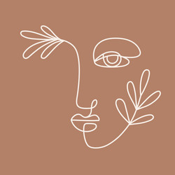 Hand drawn one line human face Royalty Free Vector Image
