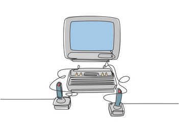 One single line drawing retro old classic Vector Image