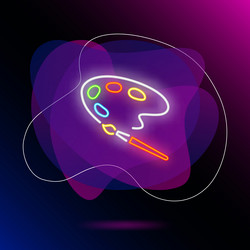 Palette with brush neon sign Royalty Free Vector Image