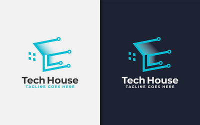 Abstract tech house logo design modern house Vector Image