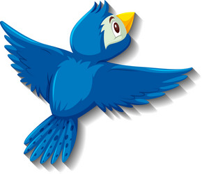 Cute blue bird cartoon character Royalty Free Vector Image