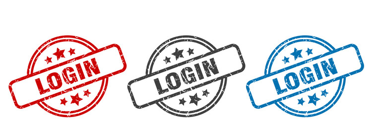 Login stamp label round grunge sign Royalty Free Vector