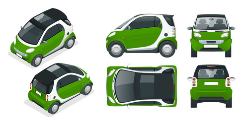 Compact small car in outline Royalty Free Vector Image