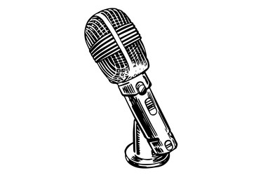 Vintage retro microphone hand drawn sketch Vector Image