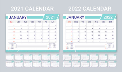 2021 calendar template year planner Royalty Free Vector