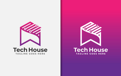 Abstract tech house logo design modern house Vector Image