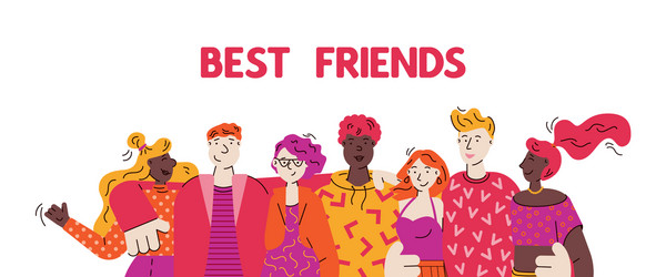 Best friends holding hands and hugging cartoon Vector Image