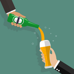 Man pouring beer on glass Royalty Free Vector Image
