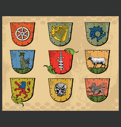 Medieval ruler coat of arms 3d realistic Vector Image
