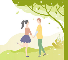 Couple under love tree Royalty Free Vector Image