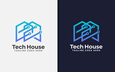 Abstract tech house logo design modern house Vector Image