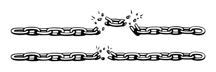 Broken chain with shatters as symbol of strength Vector Image