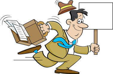 Cartoon man holding a sign Royalty Free Vector Image