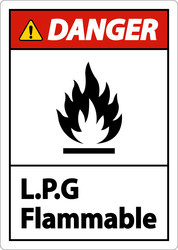 Caution lpg flammable symbol sign on white Vector Image