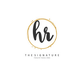 Hr initial letter handwriting and signature logo Vector Image