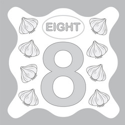 Number 8 eight educational card learning counting Vector Image