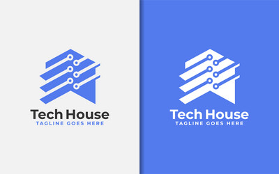 Abstract tech house logo design modern house Vector Image