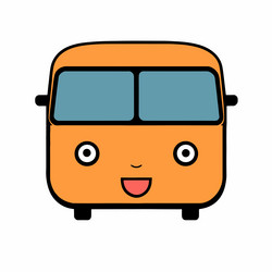 Cute kawaii bus cartoon character icon Royalty Free Vector