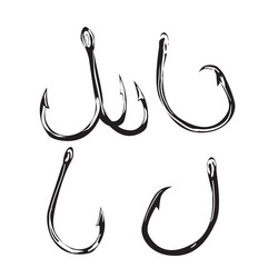 Fishing hooks isolated on white design element Vector Image