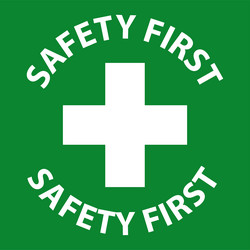 Symbol safety first sign label on white background