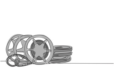 Single continuous line drawing stack of retro old Vector Image