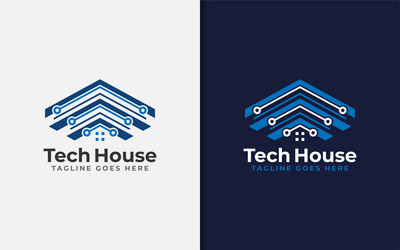 Abstract tech house logo design modern house Vector Image