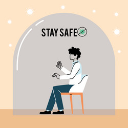 Man on chair and stay safe design Royalty Free Vector Image