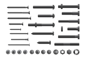 Realistic old rusty screw and bolt heads top view Vector Image