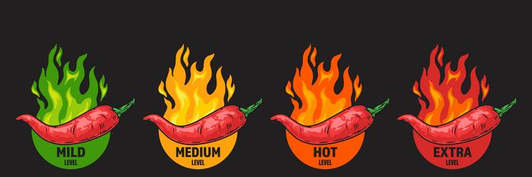 Spicy chilli pepper label isolated on Royalty Free Vector