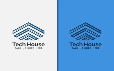 Abstract tech house logo design modern house Vector Image