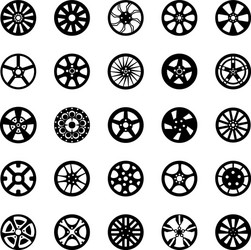 Black car rims automobile disc silhouette Vector Image