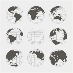 Planet map globe icons Royalty Free Vector Image