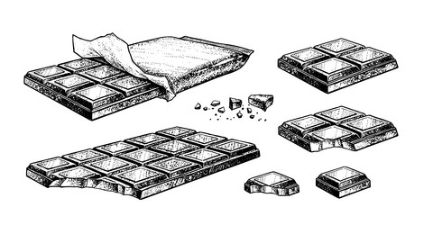 Sketch of bitten chocolate bar Royalty Free Vector Image
