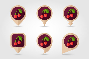 Cherry mapping pins icons Royalty Free Vector Image