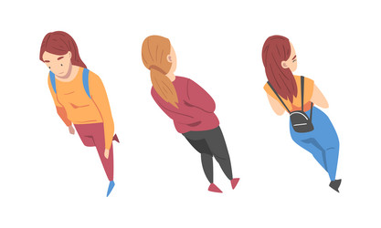 Going and walking man woman character stepping Vector Image