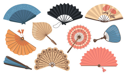 Asian fans set Royalty Free Vector Image - VectorStock