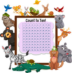 Counting number 1-100 board with farm animals Vector Image