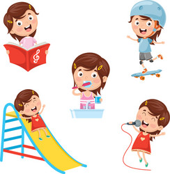 Kids daily routine Royalty Free Vector Image - VectorStock