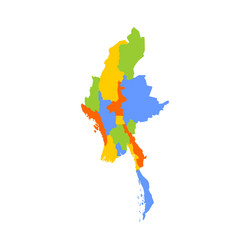 Myanmar political map of administrative divisions Vector Image