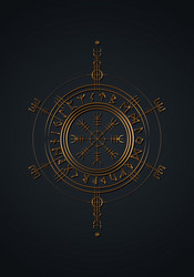 Viking symbol vegvisir rune magical compass sign Vector Image