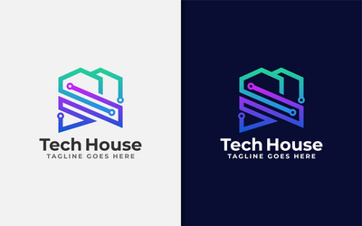 Abstract tech house logo design modern house Vector Image
