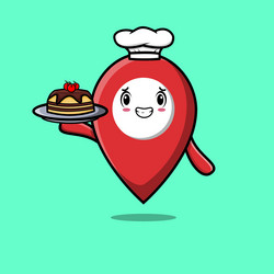 Cute cartoon pin location chef with menu in hand Vector Image