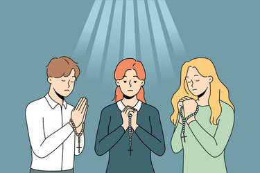 Group of diverse people praying together Vector Image