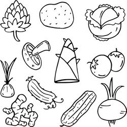 Vegetable set doodles Royalty Free Vector Image